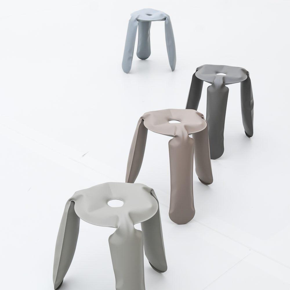 Oskar Zieta - Plopp Inflated Metal Stool, Gray | Gessato Design Store