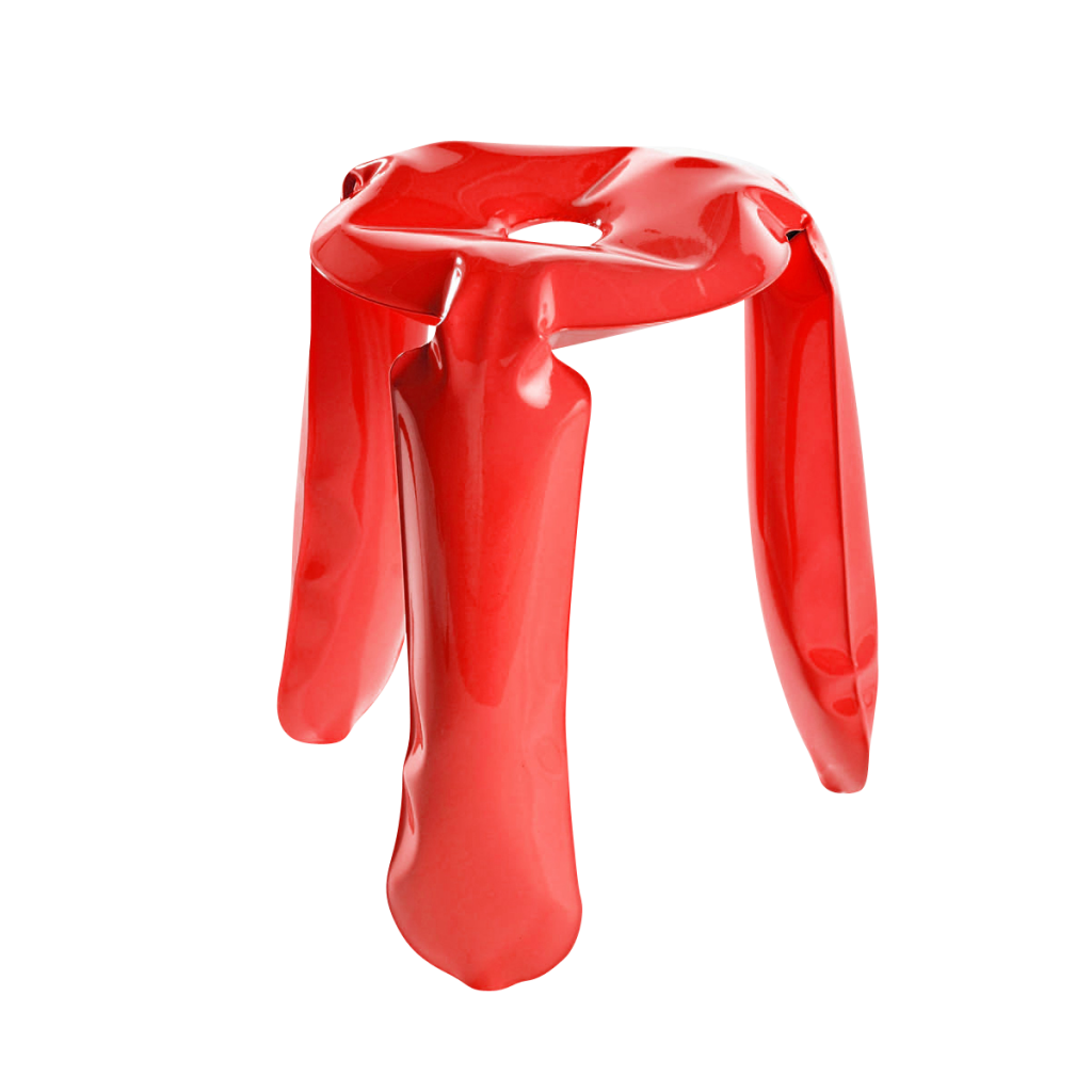Plopp Inflated Metal Stool, Polished Steel - Gessato Design Store