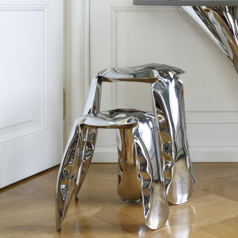 Oskar Zieta - Plopp Inflated Metal Stool, Polished Steel | Gessato ...