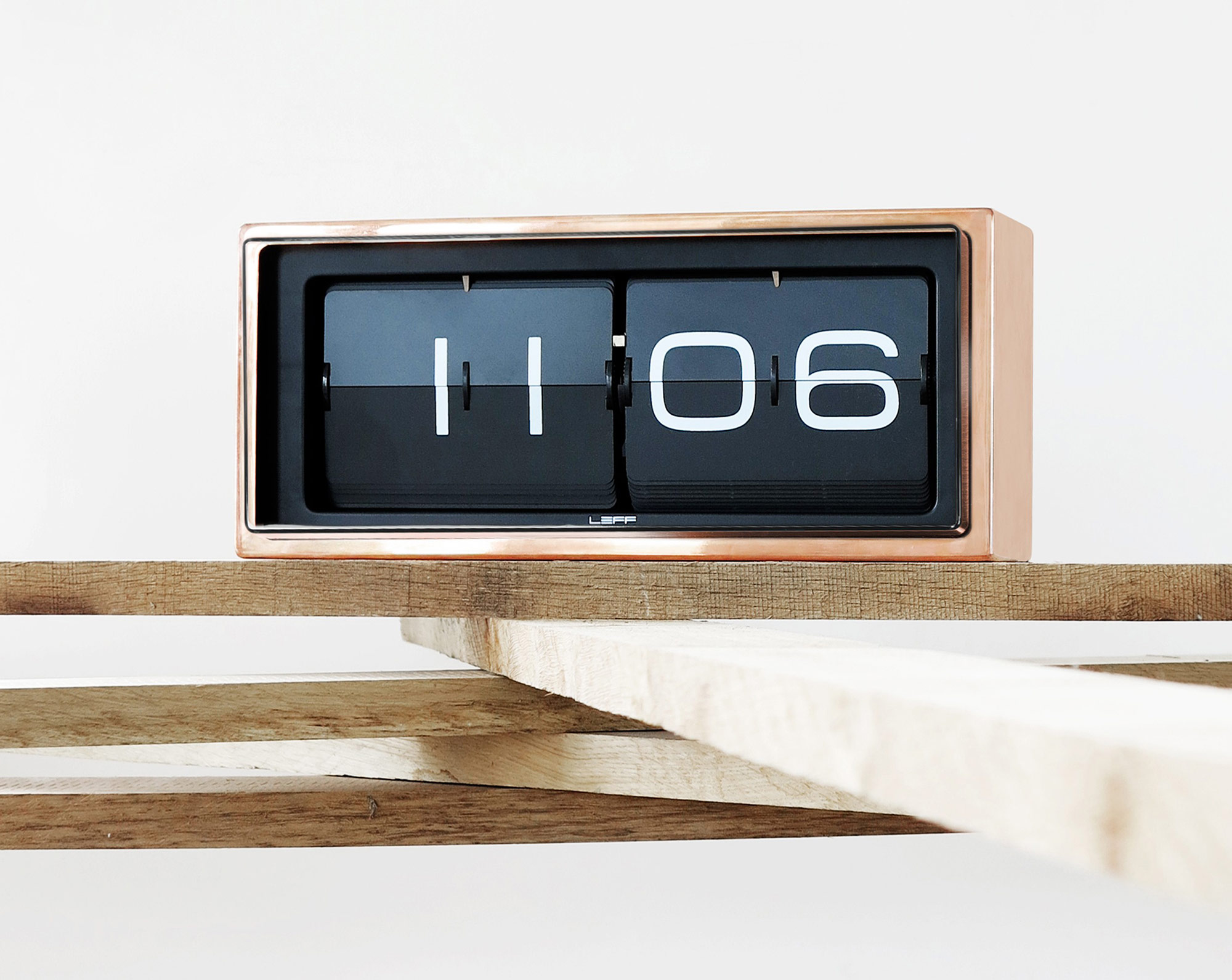 Leff Amsterdam - Brick Clock, Copper - Black Face | Gessato Design Store