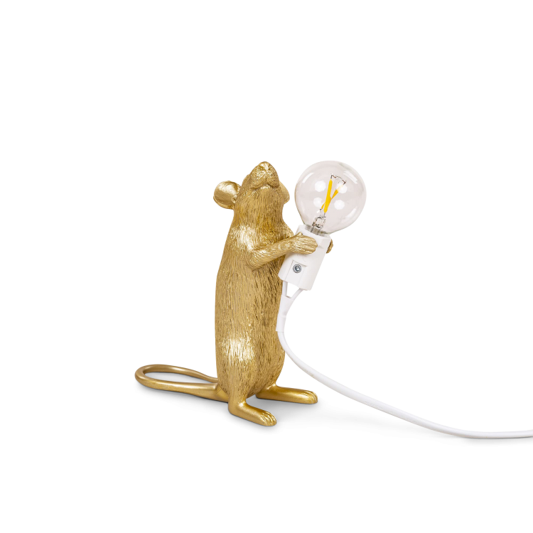 Seletti Mouse Lamp - Gold Standing Mouse Light