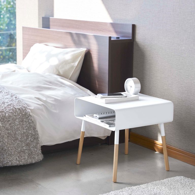 Yamazaki - Plain Side Table with Storage Shelf, White | Gessato Design ...