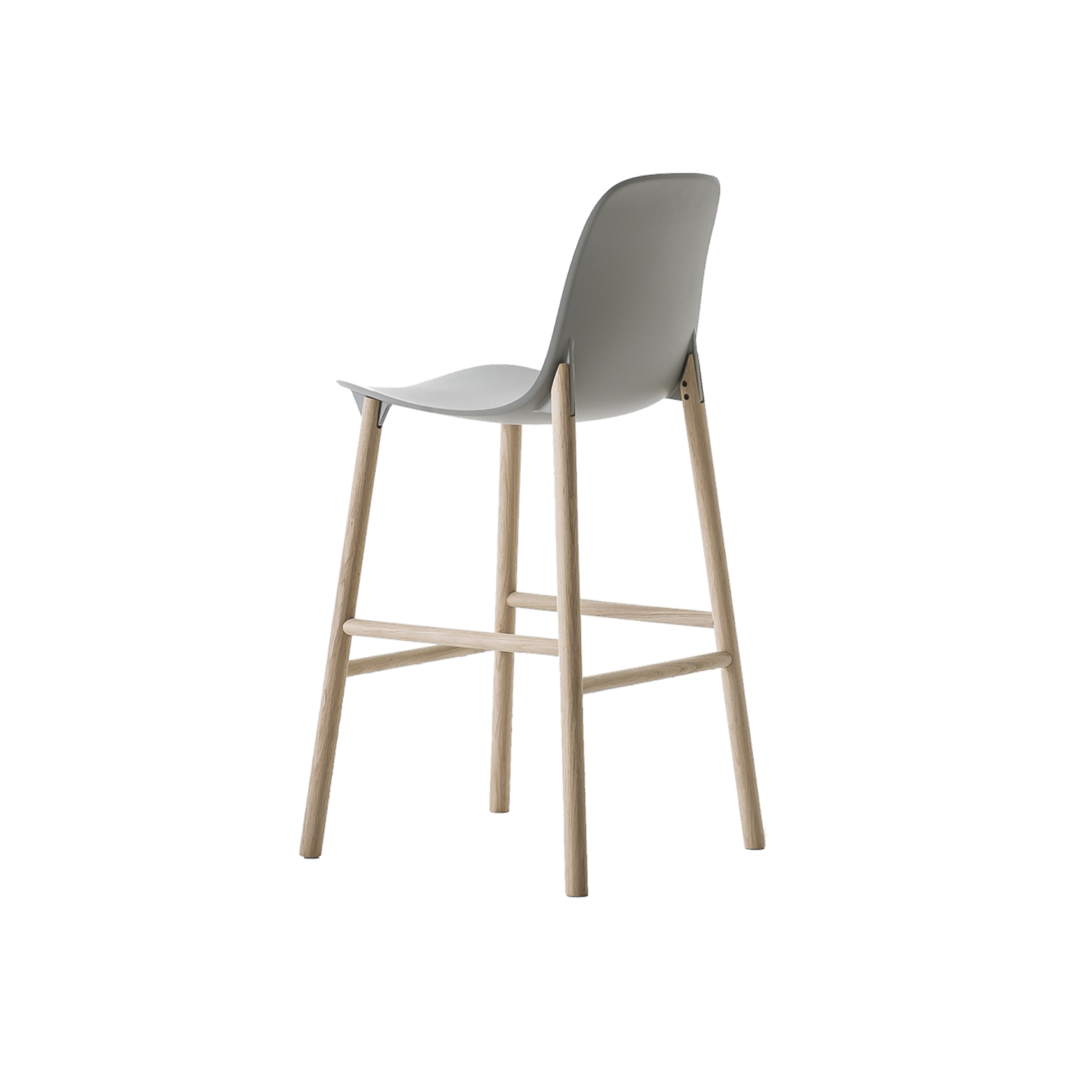 Kristalia - Sharky Bar Stool, Wooden Base High Back | Gessato Design Store