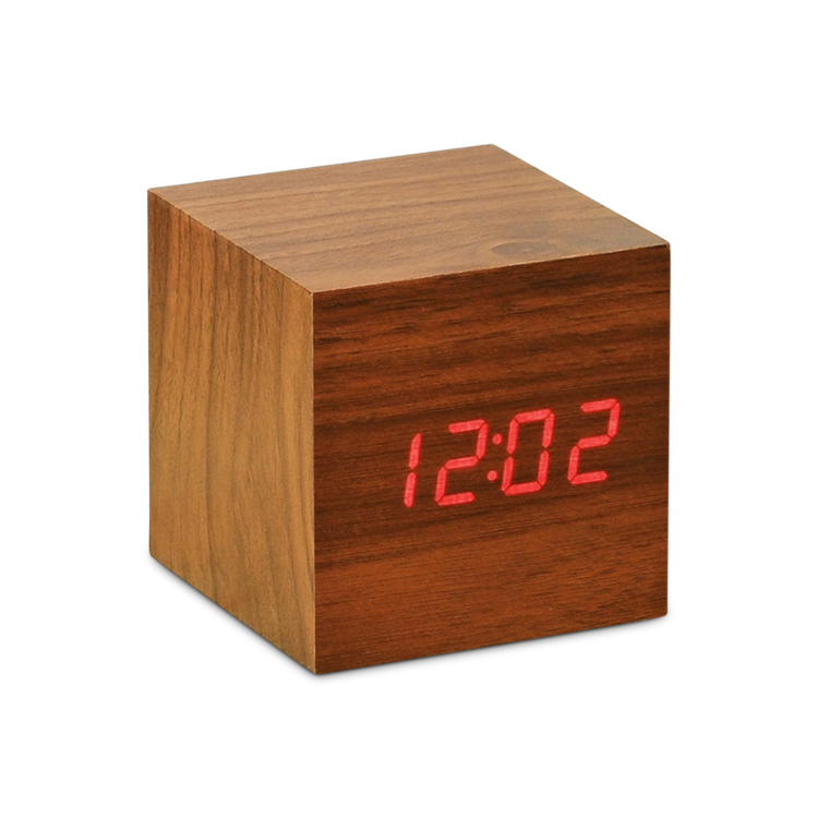 Gingko - Cube Click Alarm Clock, White LED | Gessato Design Store