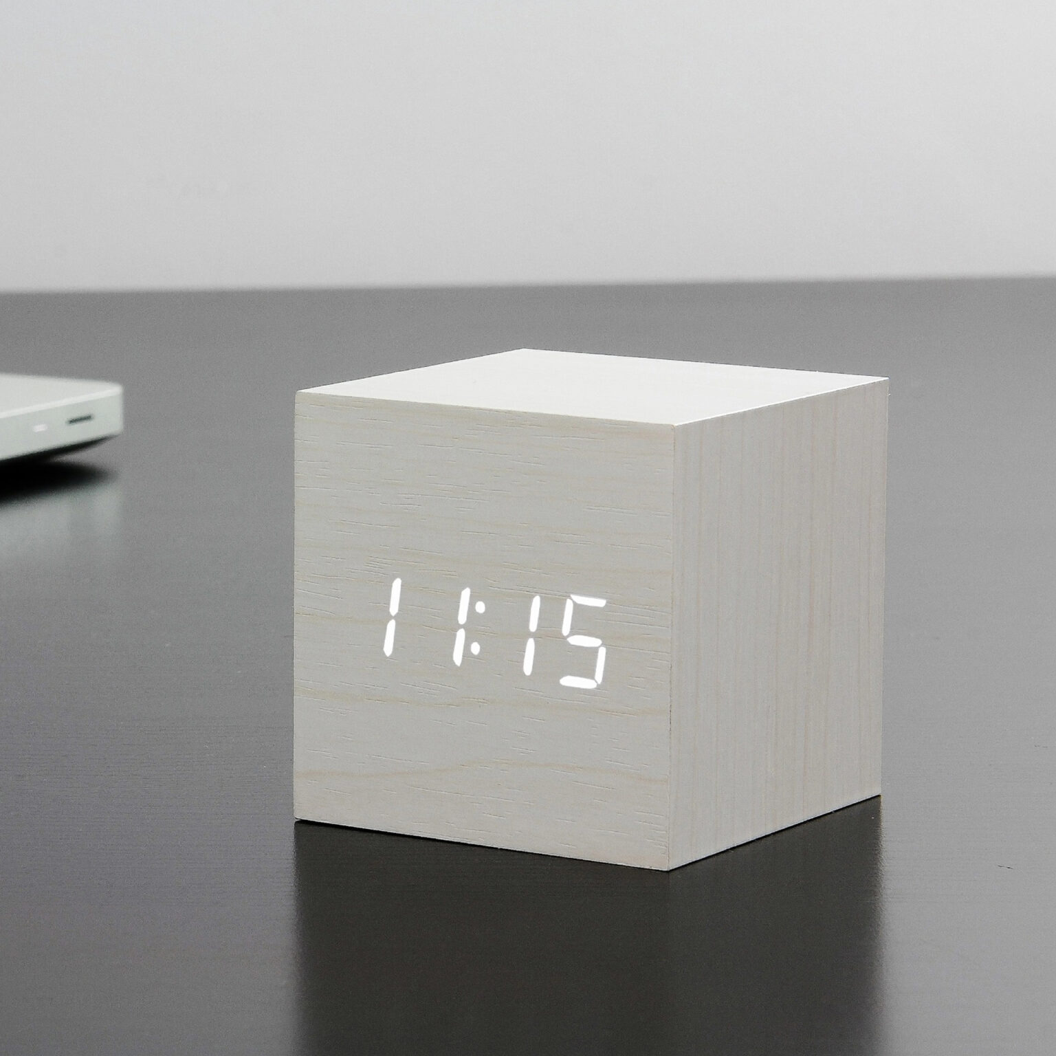 Gingko - Cube Click Alarm Clock, White LED | Gessato Design Store