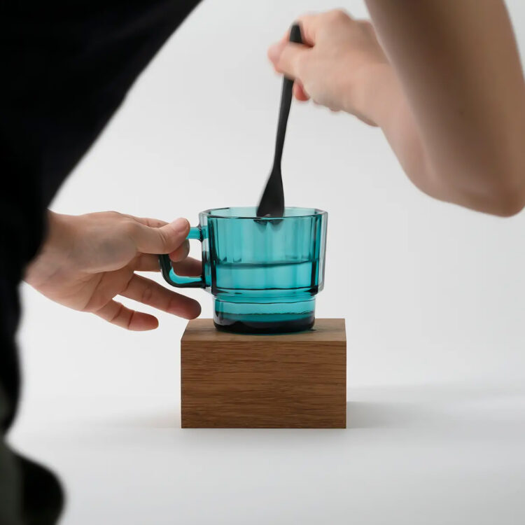 Hmm - W Glass Coffee Cup, Blue | Gessato Design Store