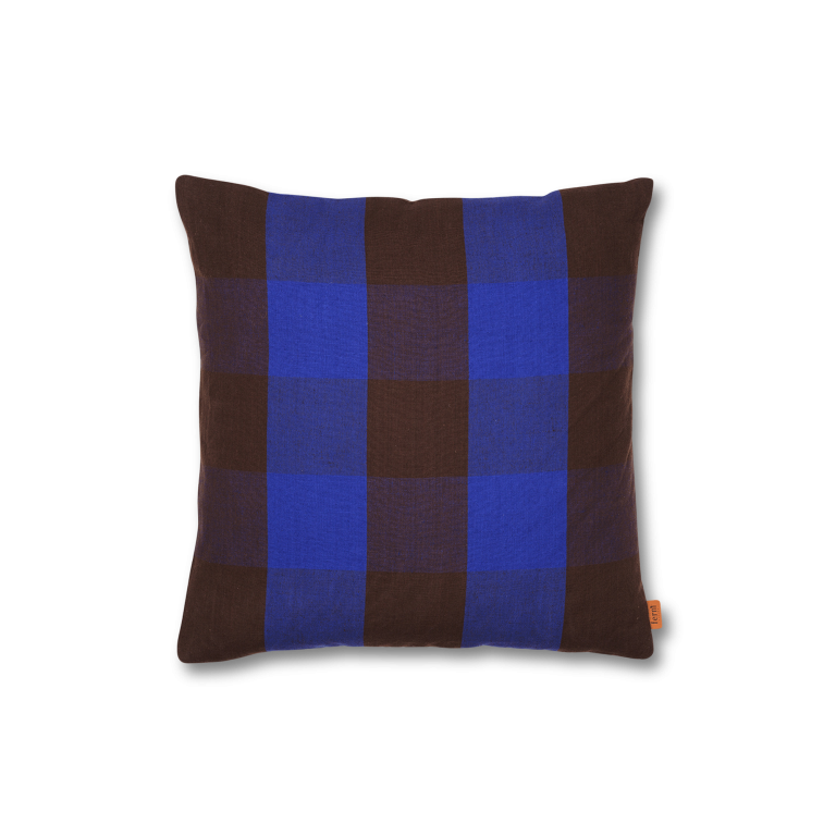 Ferm Living - Grand Cushion, Chocolate/Bright Blue | Gessato Design Store