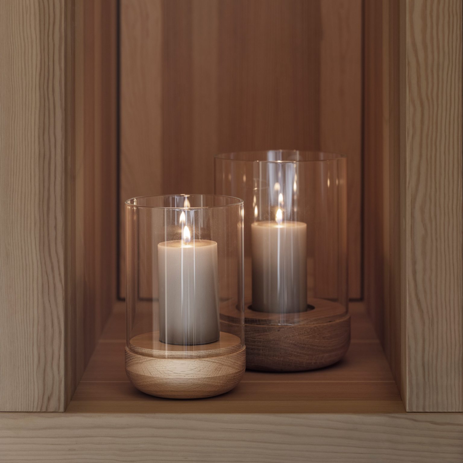 Blomus Design - Lanto Hurricane Lamp With Wood Base | Gessato Design Store