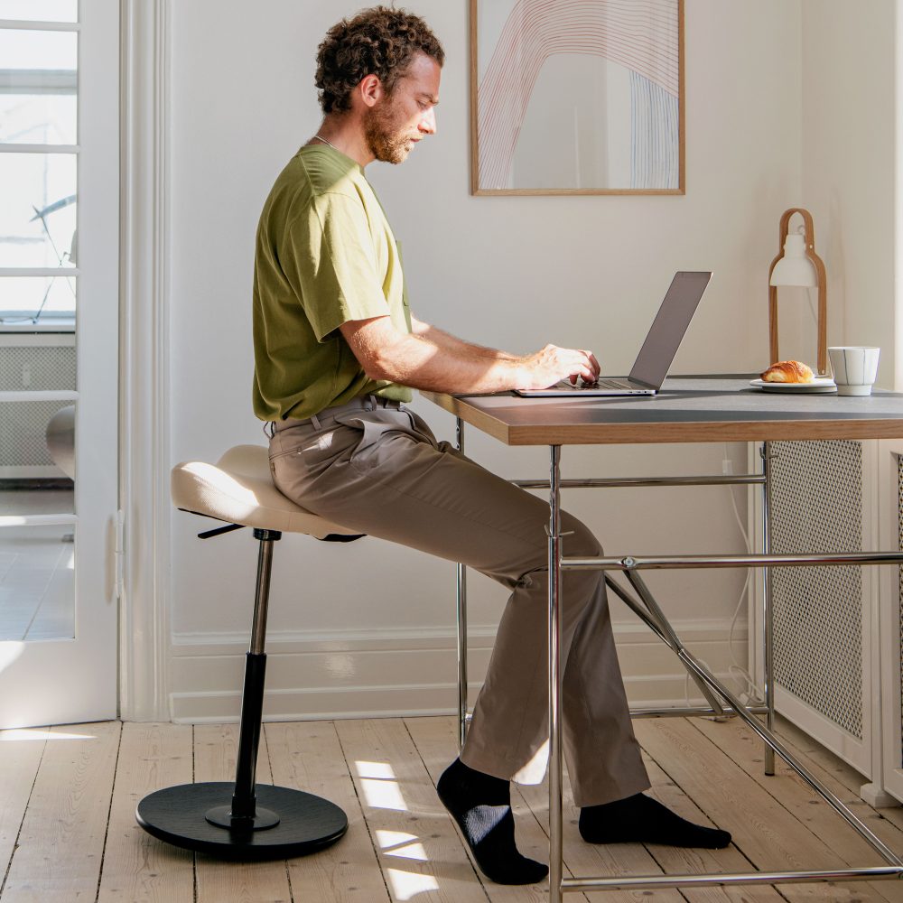 Varier - Move™ Sit-Stand Stool - Natural / Blue | Gessato Design Store