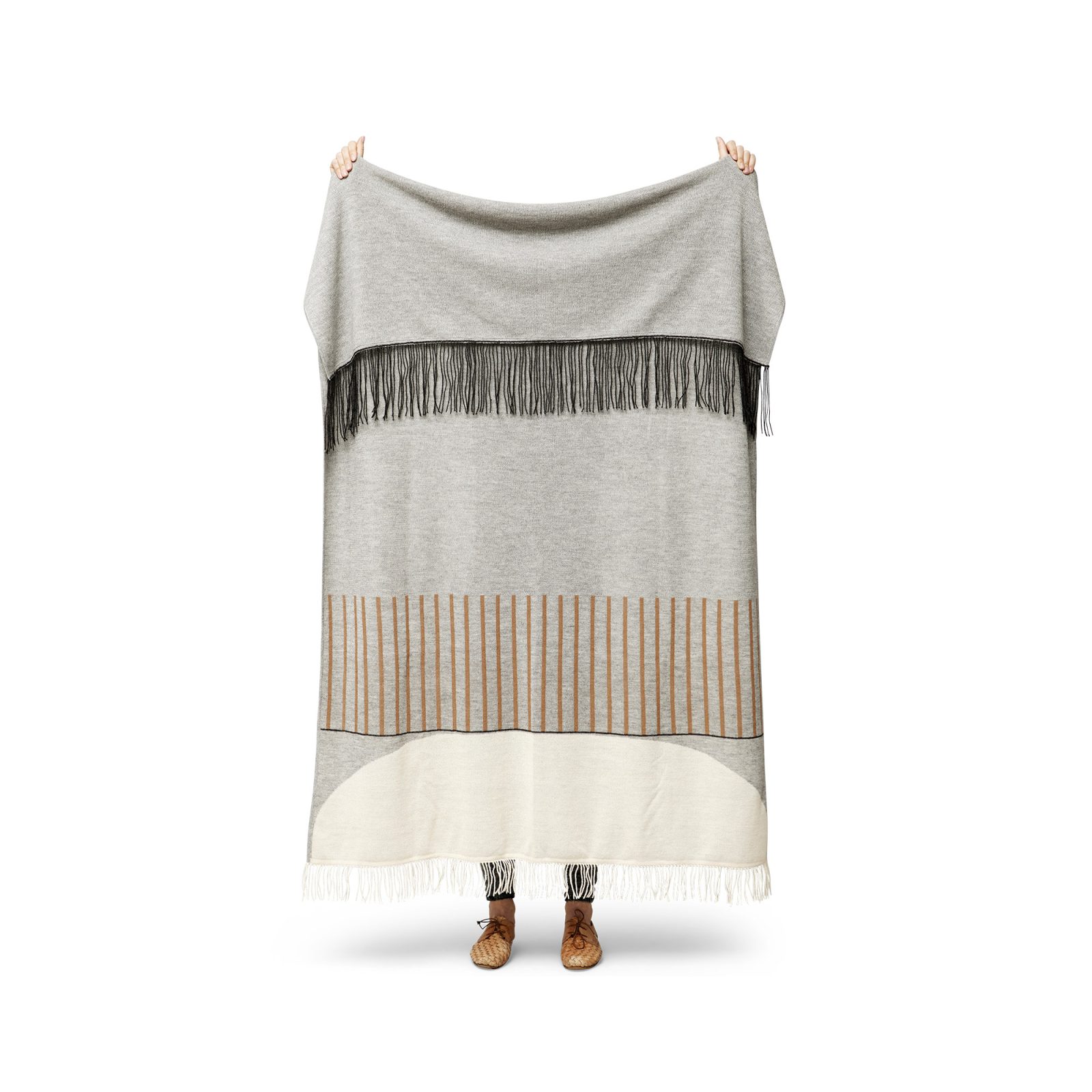 Form & Refine - Aymara Grey/Brown Stripe Throw Blanket | Gessato Design ...