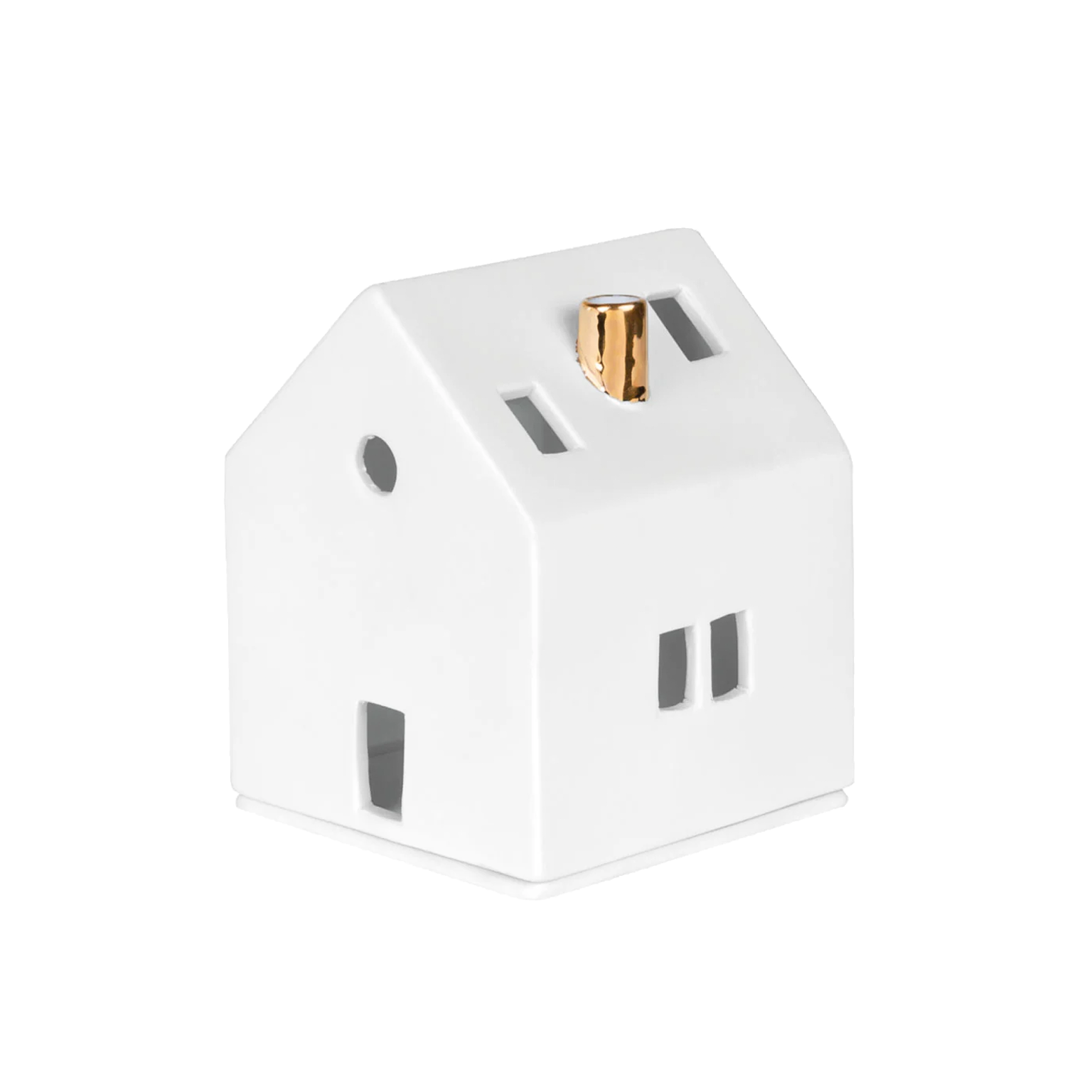 Porcelain Village House Candleholder - Gold Chimney - Gessato Design Store