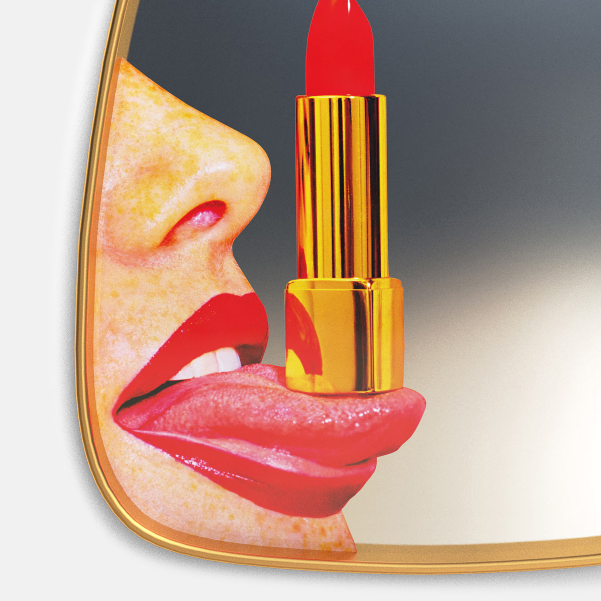 Seletti - Toilet Paper - Mirror Gold Frame Tongue | Gessato Design Store