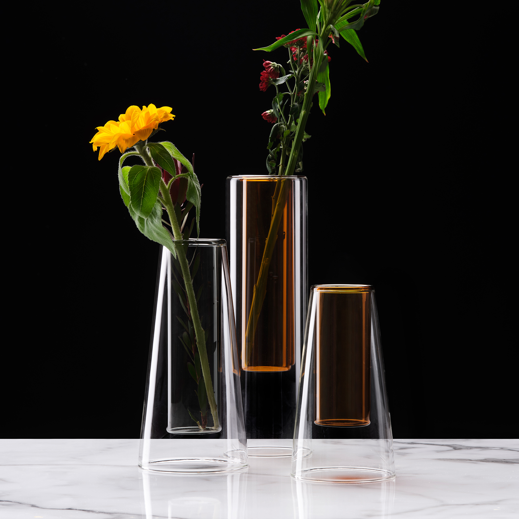 IVV - Doublé Small Trapezoid Double-Wall Glass Vase – Amber | Gessato ...